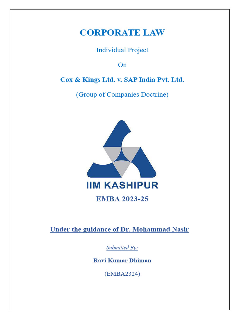 Project Report - RaviKDhiman - EMBA2324 - CKL Vs SAP India | PDF ...