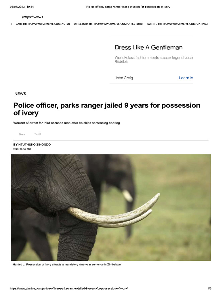 ZIM - 2023 - 07 - Police Officer - Parks Ranger Jailed 9 Years For ...