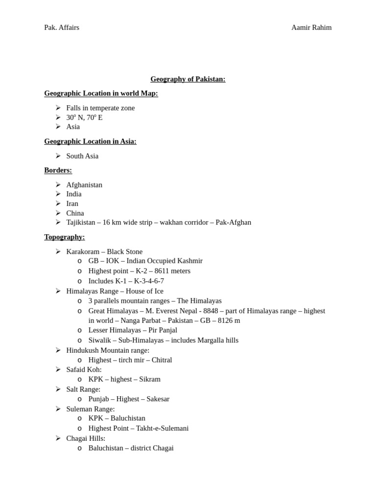 Pak - Geography - People - Culture | PDF