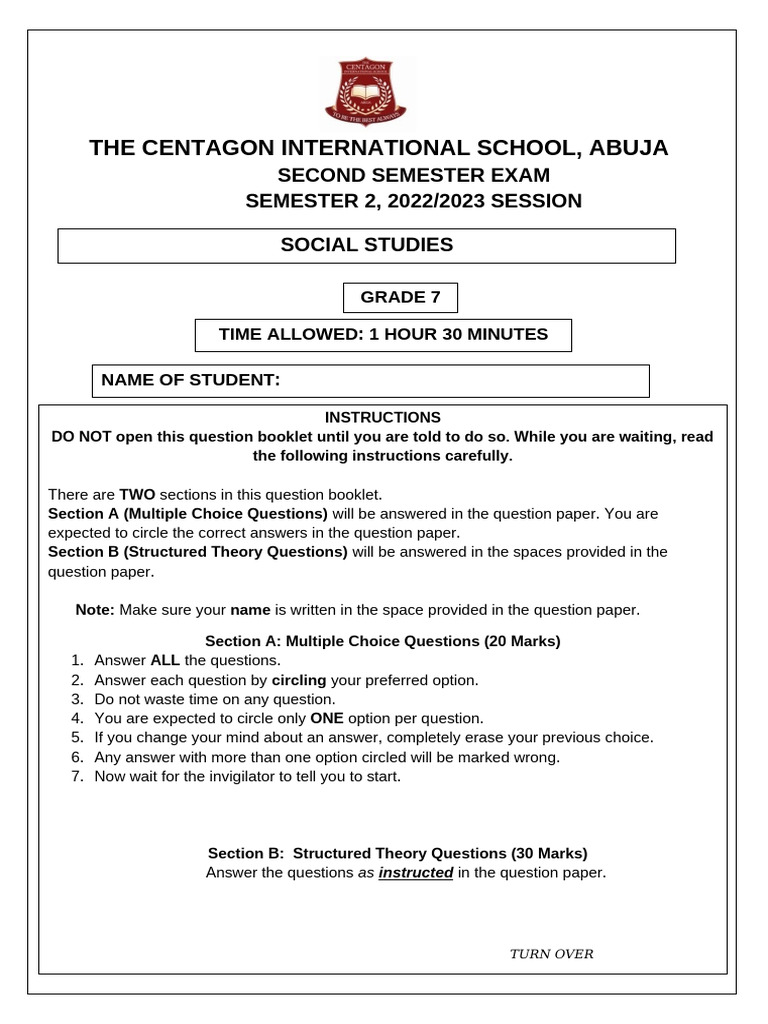 GRADE 7 Social Studies Exam Questions Final | PDF | Marriage | Polygamy