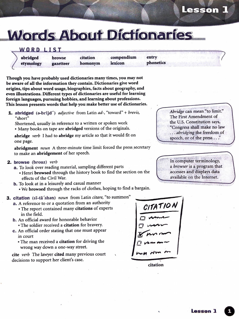 Vocabulary Word Lists (Lesson 1 To Lesson 7) | PDF
