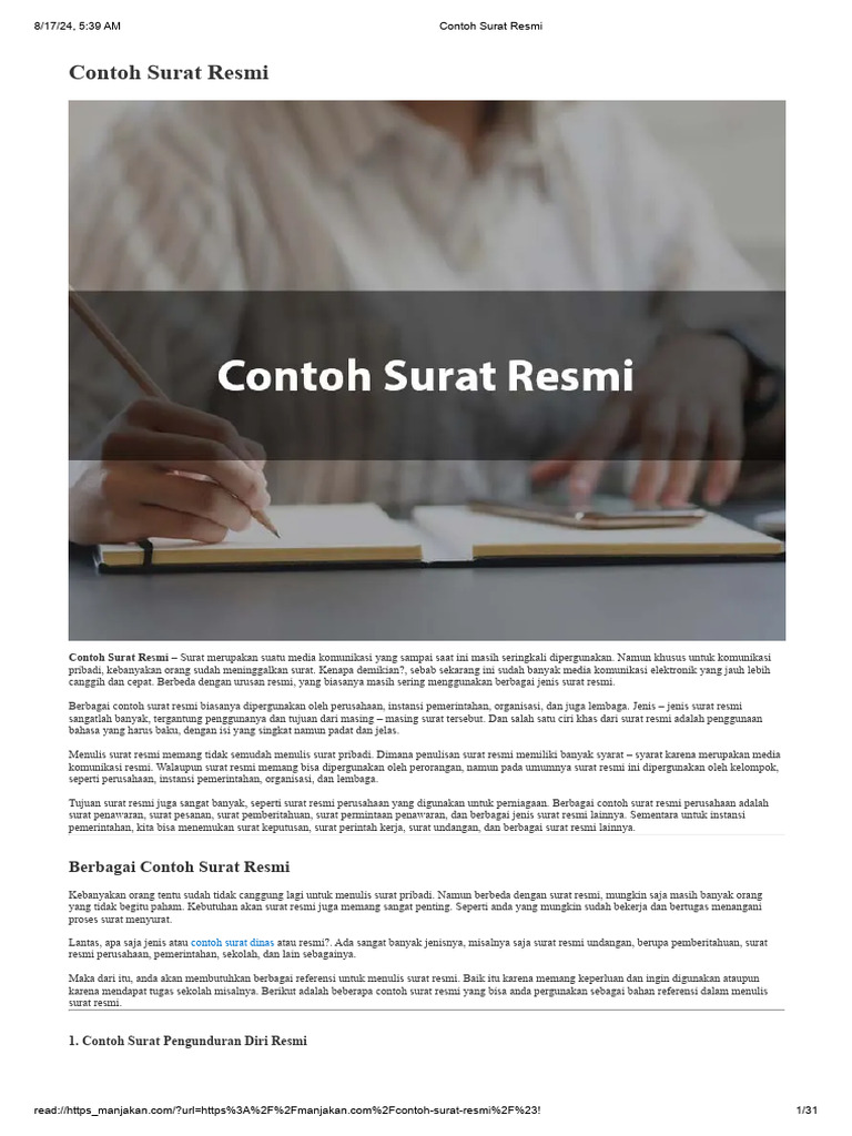 Contoh Surat Resmi | PDF