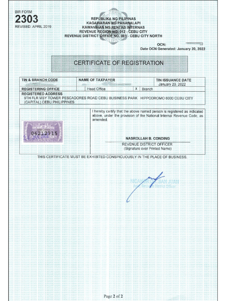 Cebu Bir Registtration | PDF