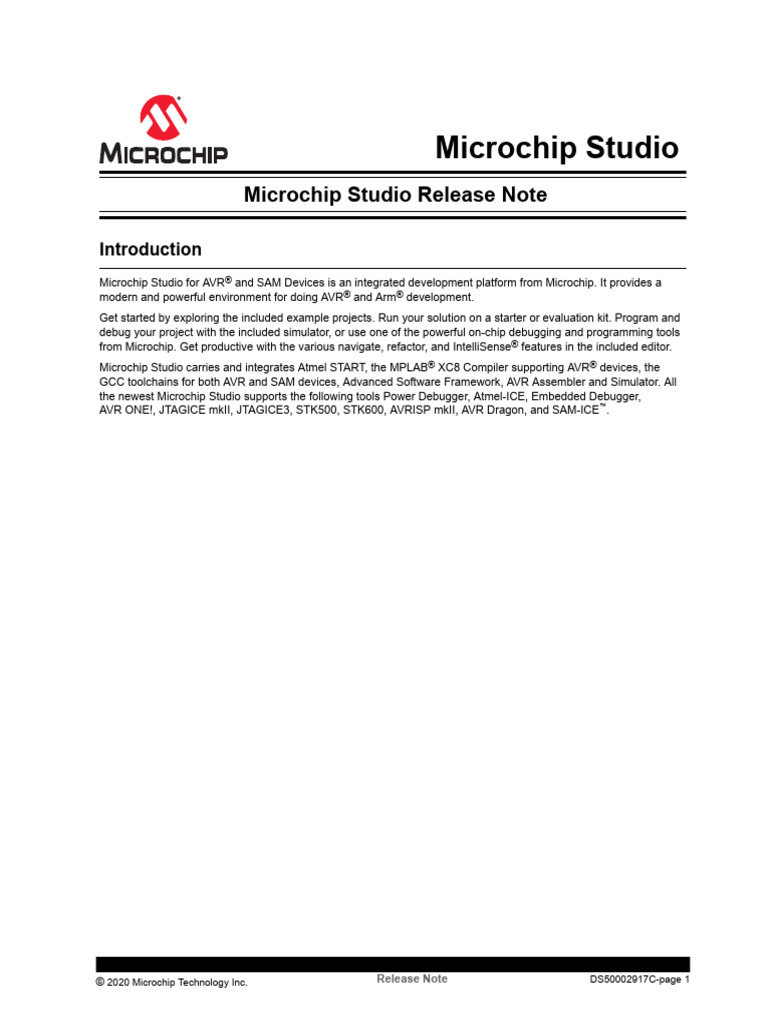 Microchip Studio Release Note-DS50002917C | PDF