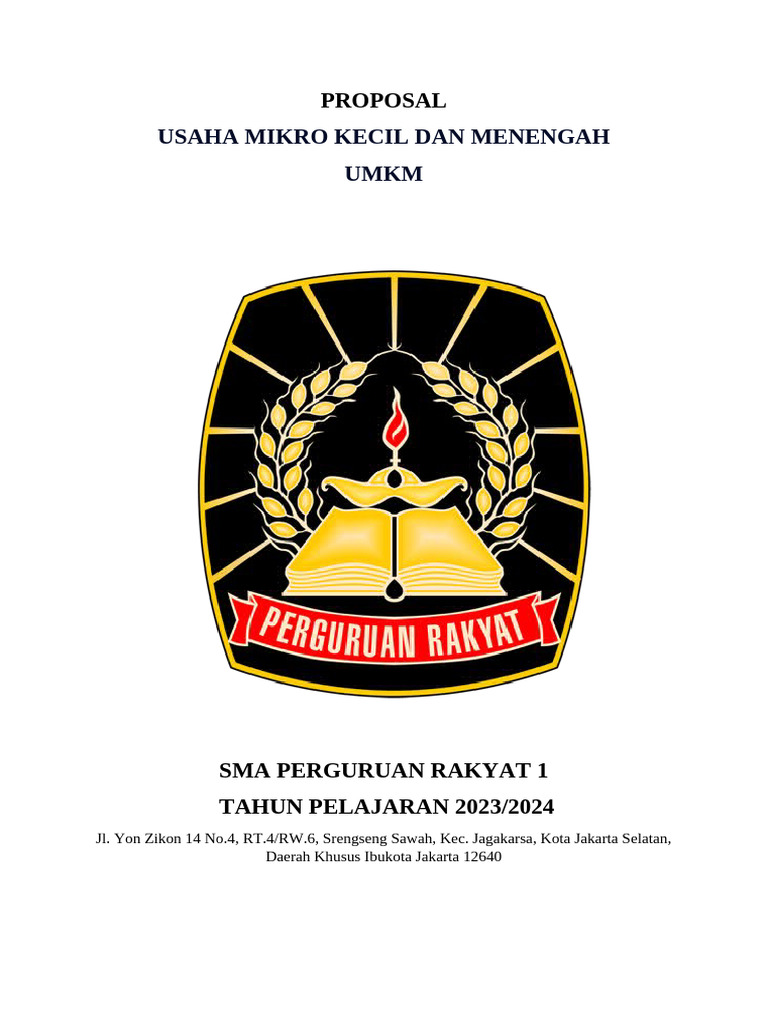 Proposal Umkm Sma PR 1 | PDF