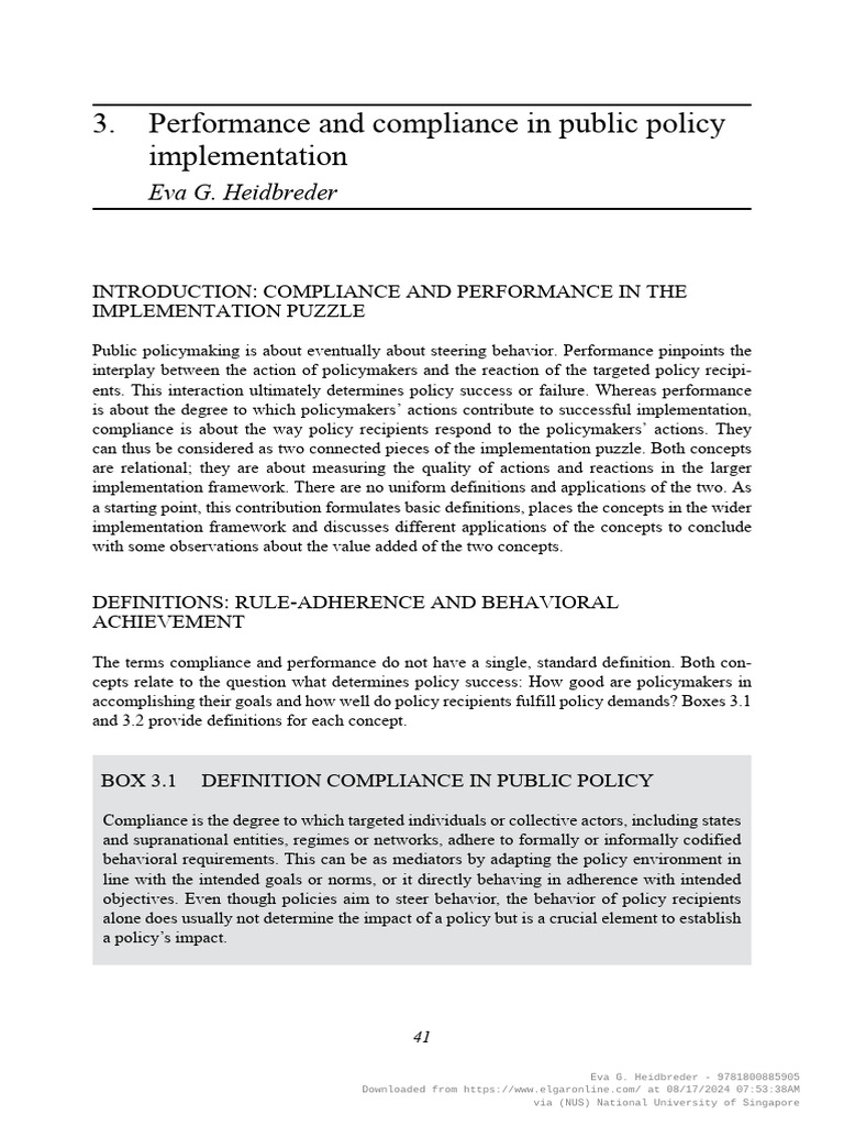 Performance and Compliance in Public Policy Implementation | PDF