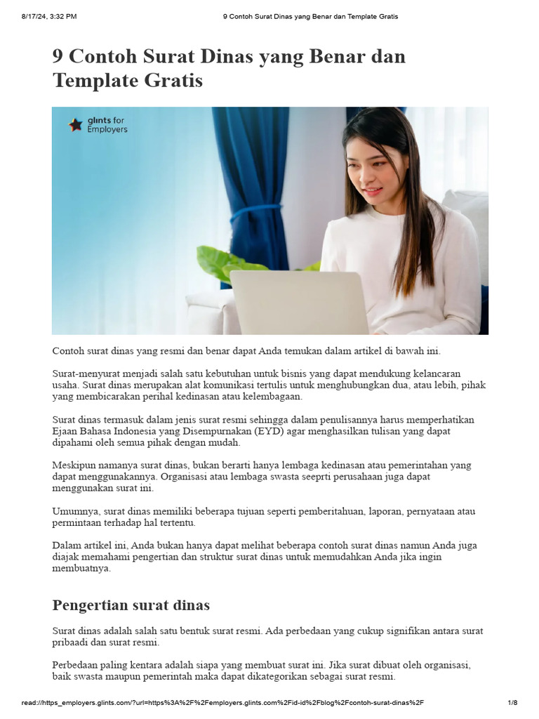 9 Contoh Surat Dinas Yang Benar Dan Template Gratis | PDF