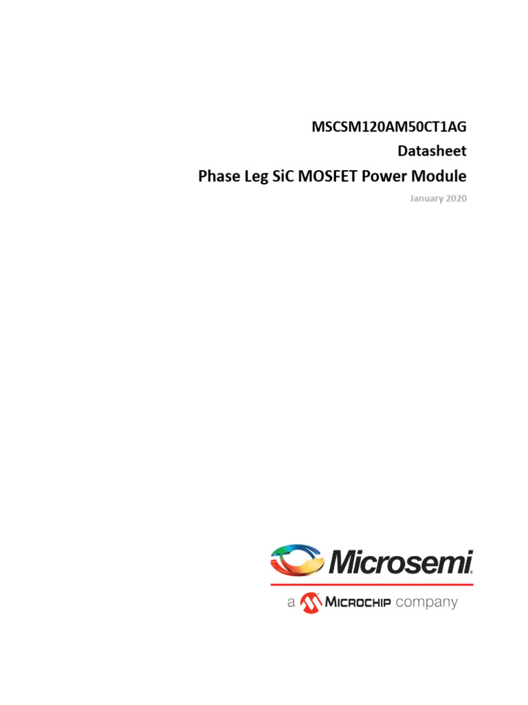 Microsemi MSCSM120AM50CT1AG Phase Leg SiC MOSFET Power Module Rv1.0 | PDF