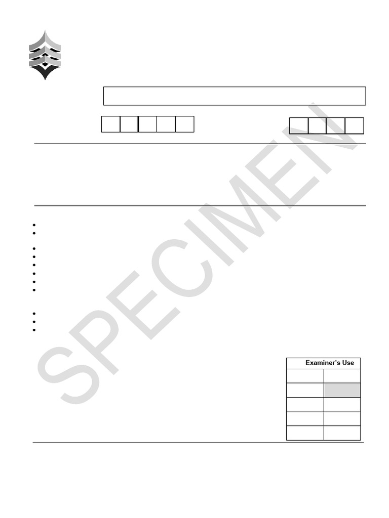 Biology 1428 Specimen Paper 1 | PDF