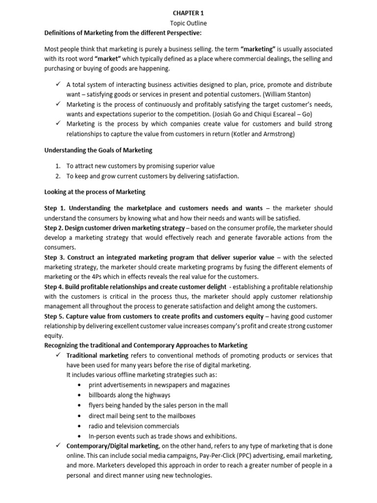 CHAPTER 1 Topic Outline | PDF