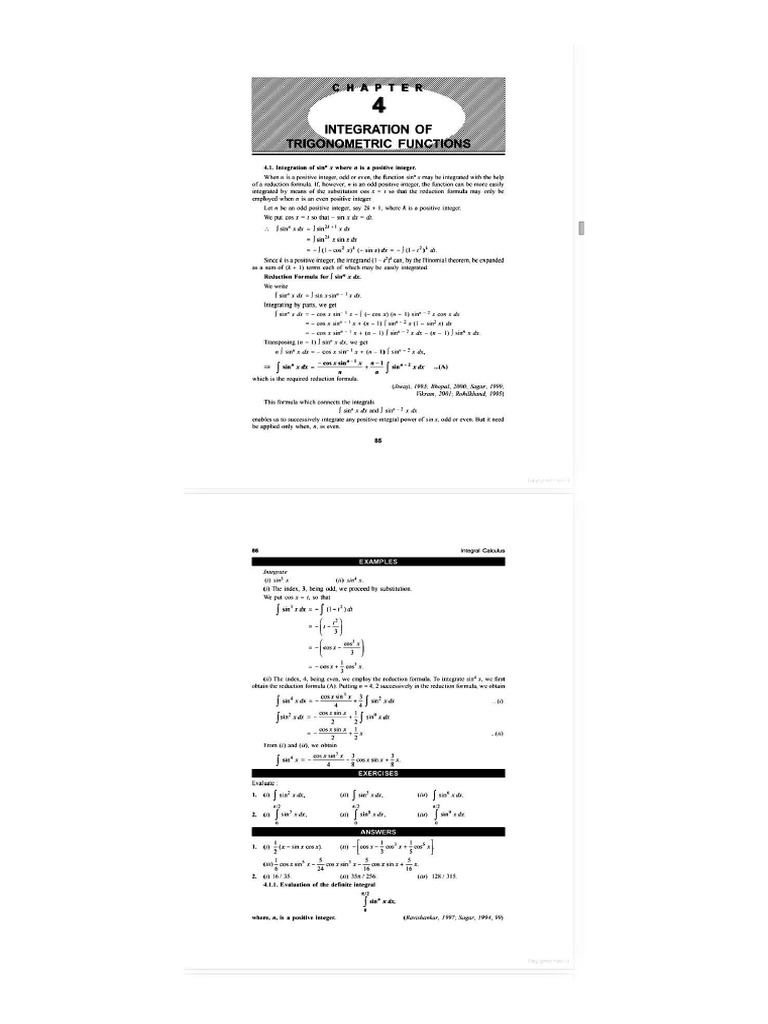 Maths Reduction Formula | PDF