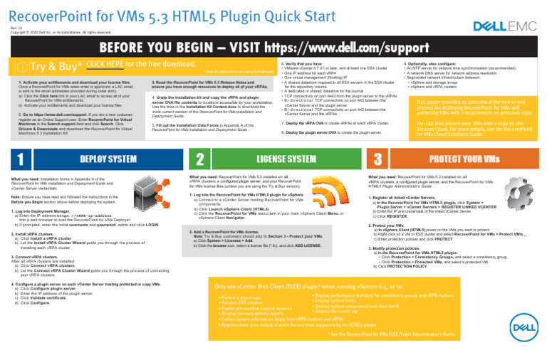 RecoverPoint For VMs 5.3 HTML5 Plugin Quick Start Poster 01 | PDF
