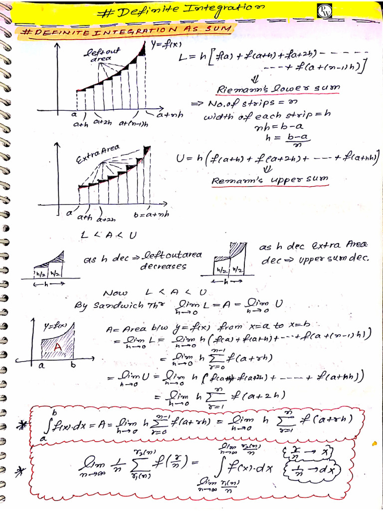 Definite Integration Handwritte Notes Pdf