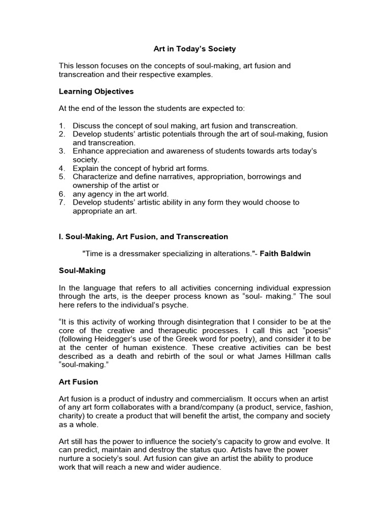 Art in Todays Society Module | PDF