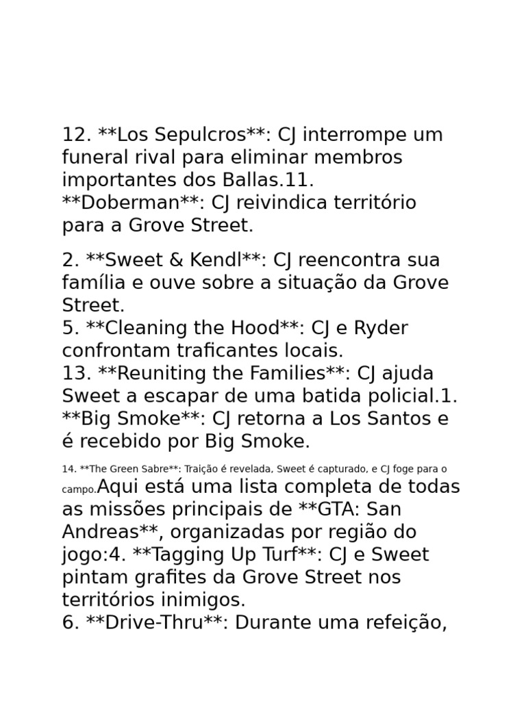 DOC_Missões GTA San Andreas | PDF