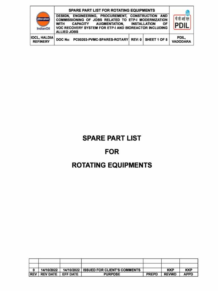 Spare Part List | PDF