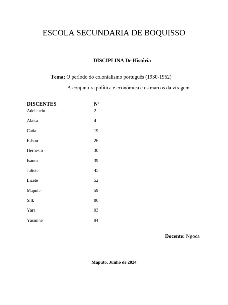 ESCOLA SECUNDARIA DE BOQUISSO Mapul | PDF