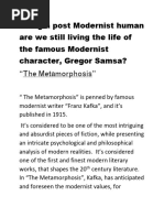 Kafka's Metamorphosis: An Analysis | PDF | The Metamorphosis | Franz Kafka