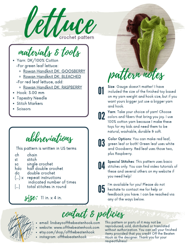 Lettuce Crochet Pattern | PDF