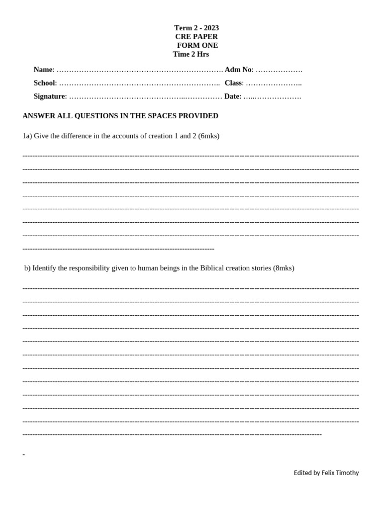 2023 CRE F1 QS T2 Exam Teacher - Co .Ke | PDF