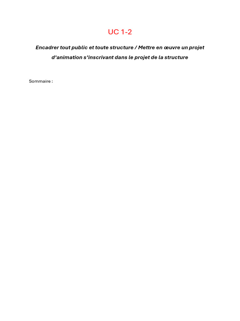 Encadrer Tout Public Et Toute Structure / Mettre en Œuvre Un Projet D ...