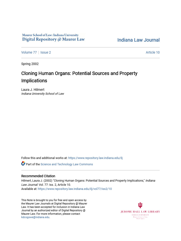 Cloning Human Organs - Potential Sources and Property Implications | PDF