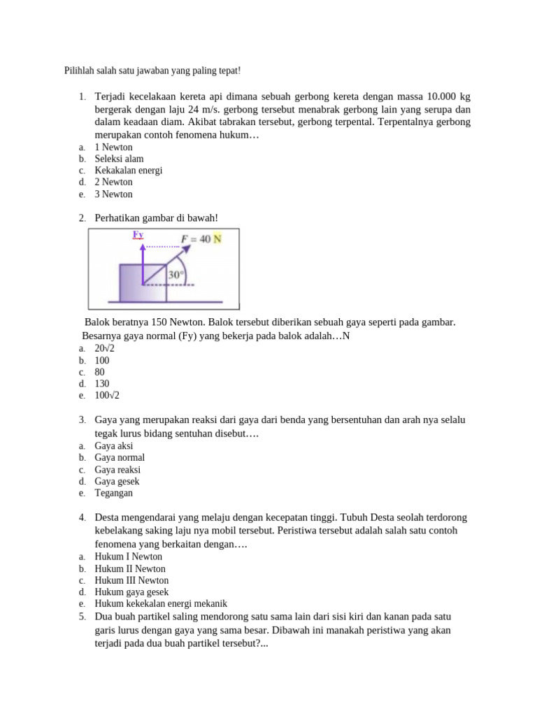 (2024) Latihan Soal Ulangan Fisika Kelas X IPA (Semester Genap) 2024 | PDF