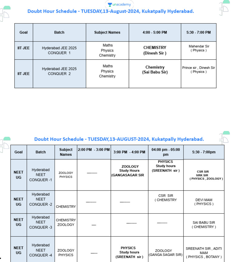 Doubt Hour Time Table Format.pptx (1) | PDF