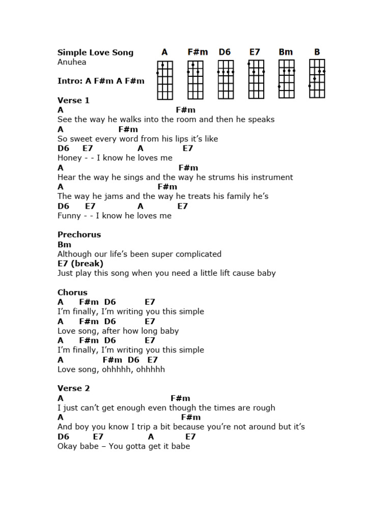 Simple Love Song - Ukulele Chords | PDF