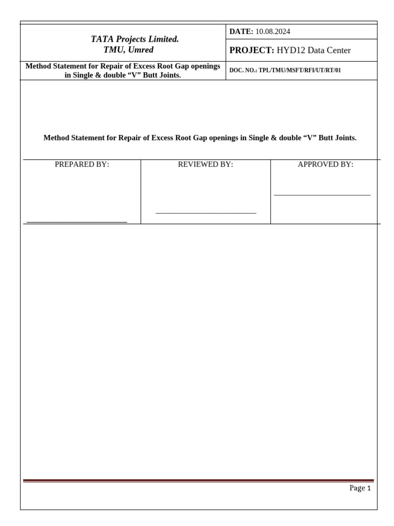 UT vs RT Method statement | PDF