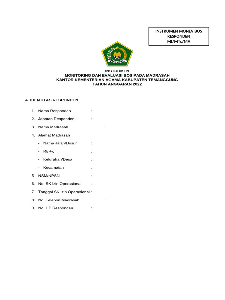 Instrumen Monev BOS | PDF