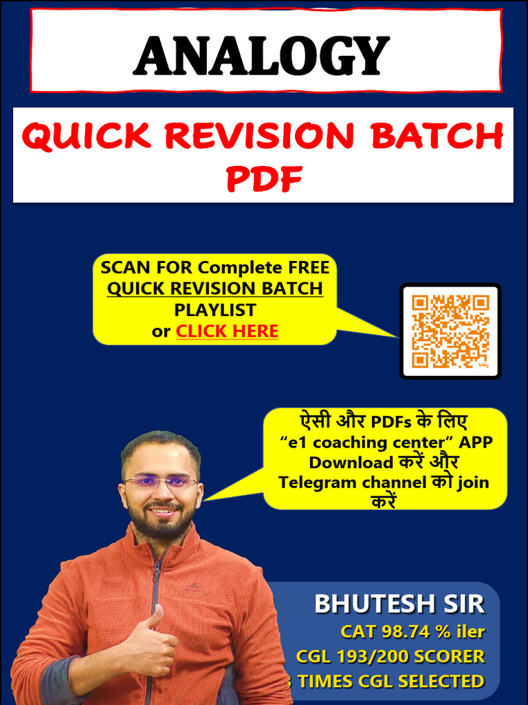 Quick Revision Batch PDF: Analogy | PDF