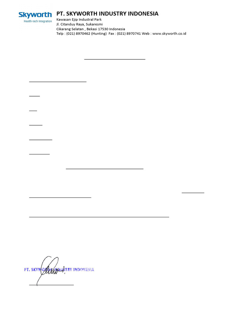 Paklaring Skyworth | PDF