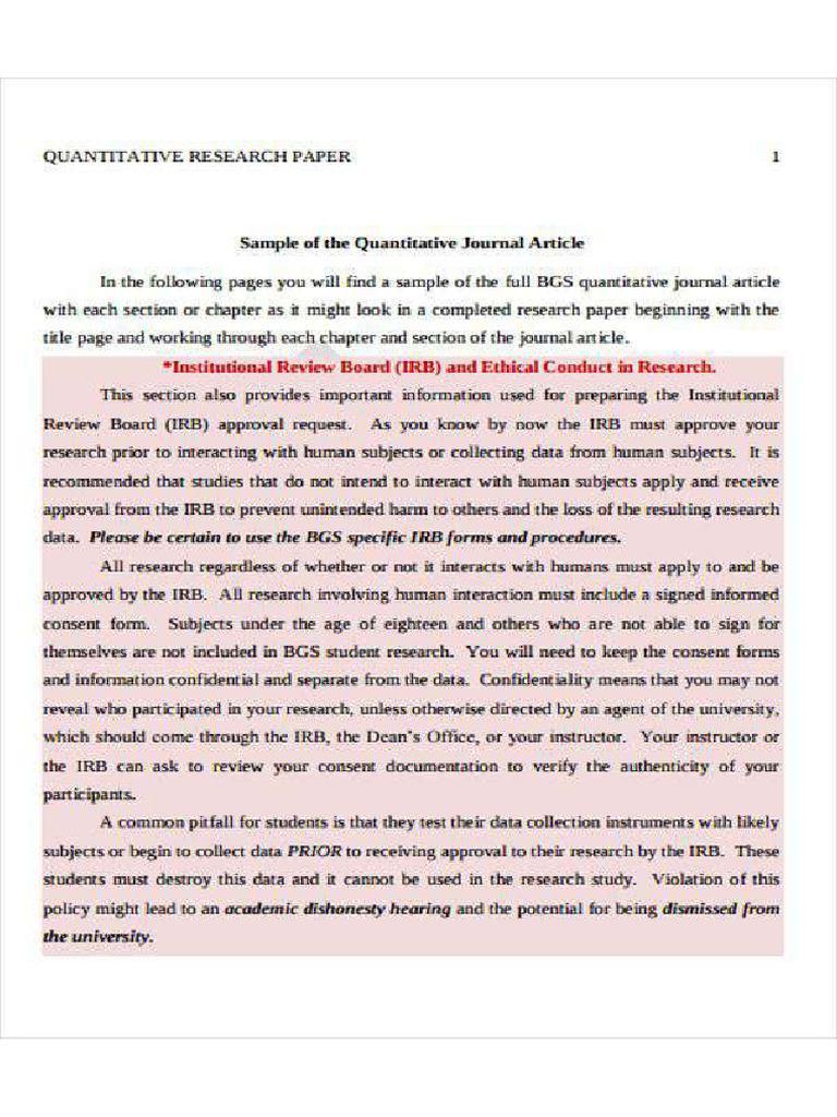 Outline For Quantitative Research Paper | PDF