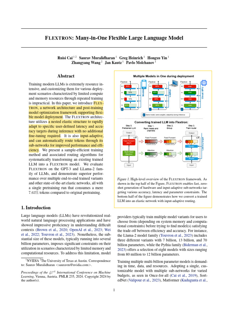 Flextron- Many-In-One Flexible Large Language Model | PDF