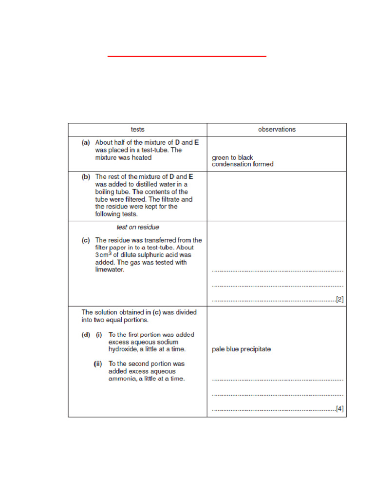 Classwork of Identification of Ions | PDF