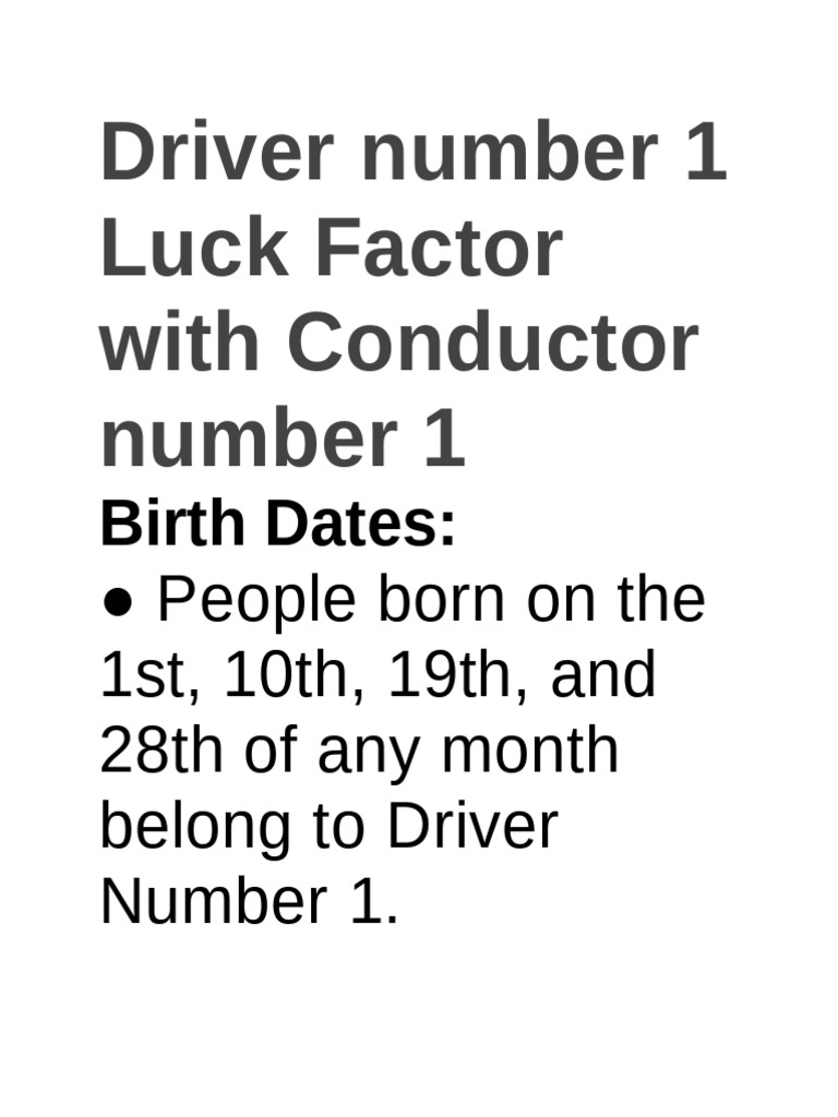 Driver Number 1 and Conductor Number 1 | PDF | Self-Improvement