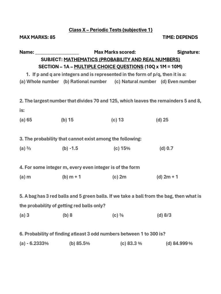 Periodic Tests - 1 | PDF