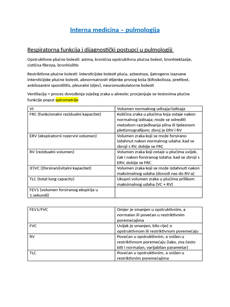 Pulmologija - Interna Medicina | PDF