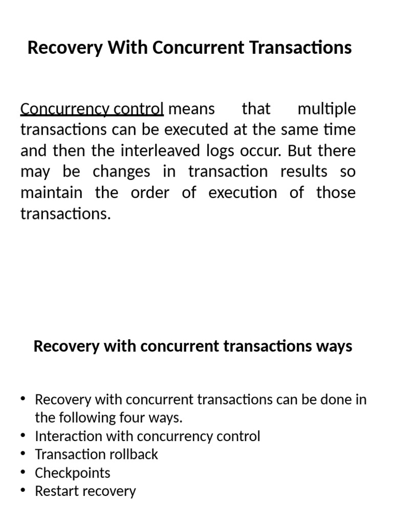 Recovery With Concurrent Transactions | PDF
