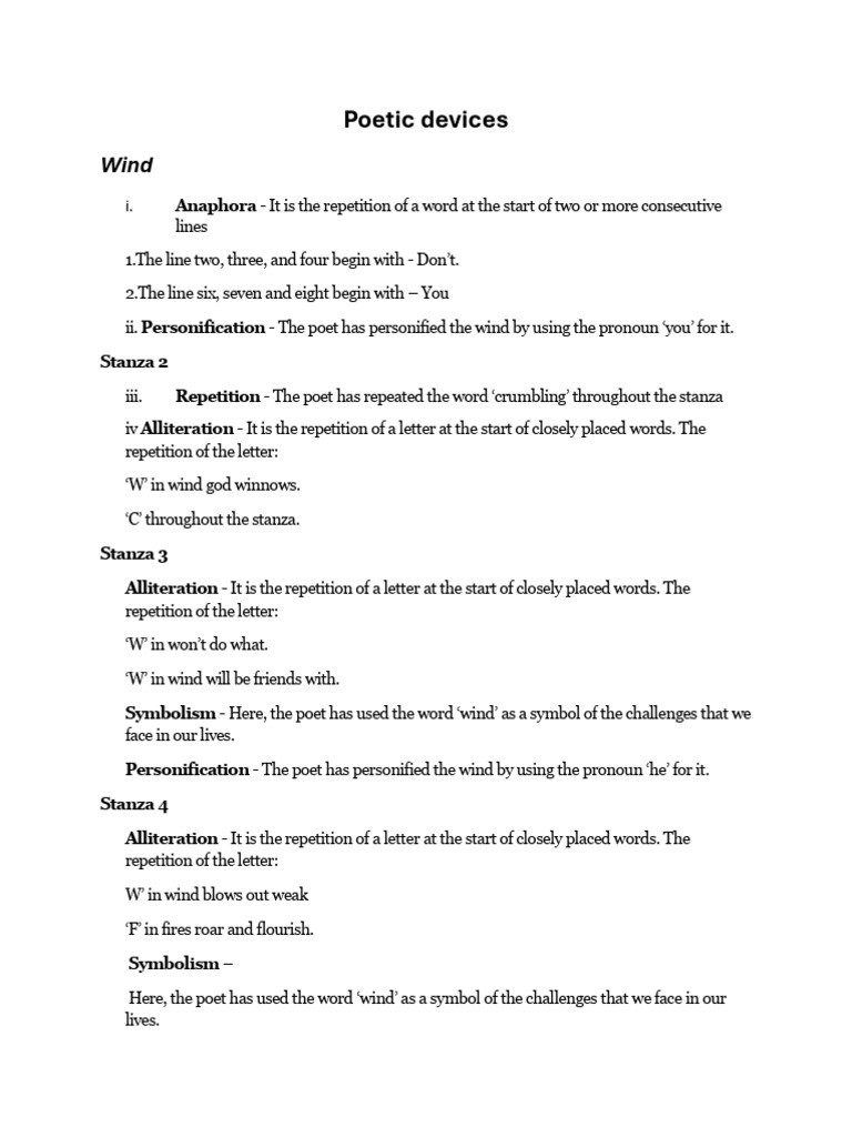 Poetic Devices Term 1 | PDF