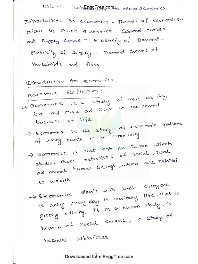 CW3301 Fundamentals of Economics Lecture Notes 1 | PDF