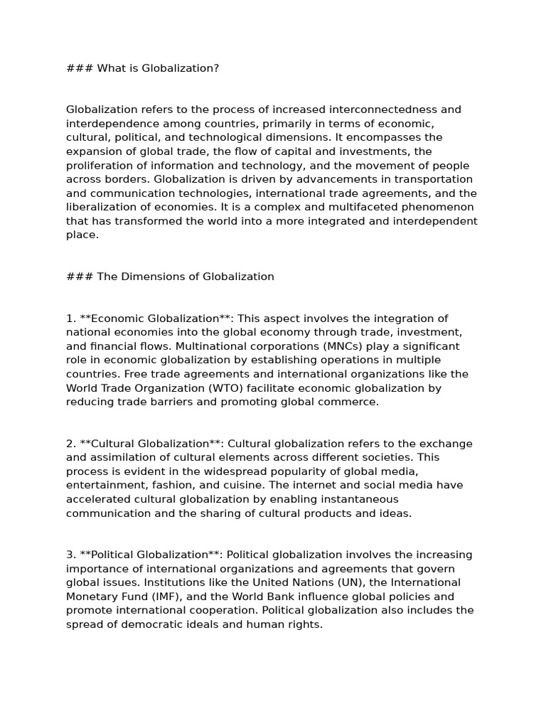 What Is Globalization - Examine Its Impact On Citizenship. | PDF