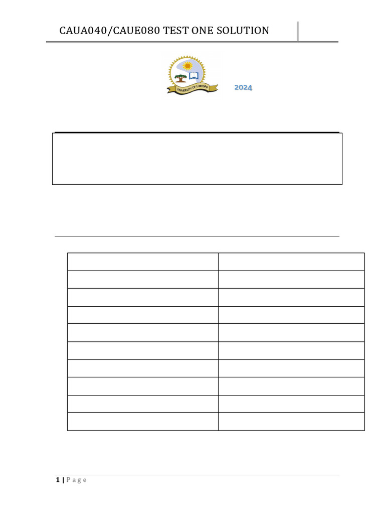 Caua040 Caude080 Solution Test 1 | PDF