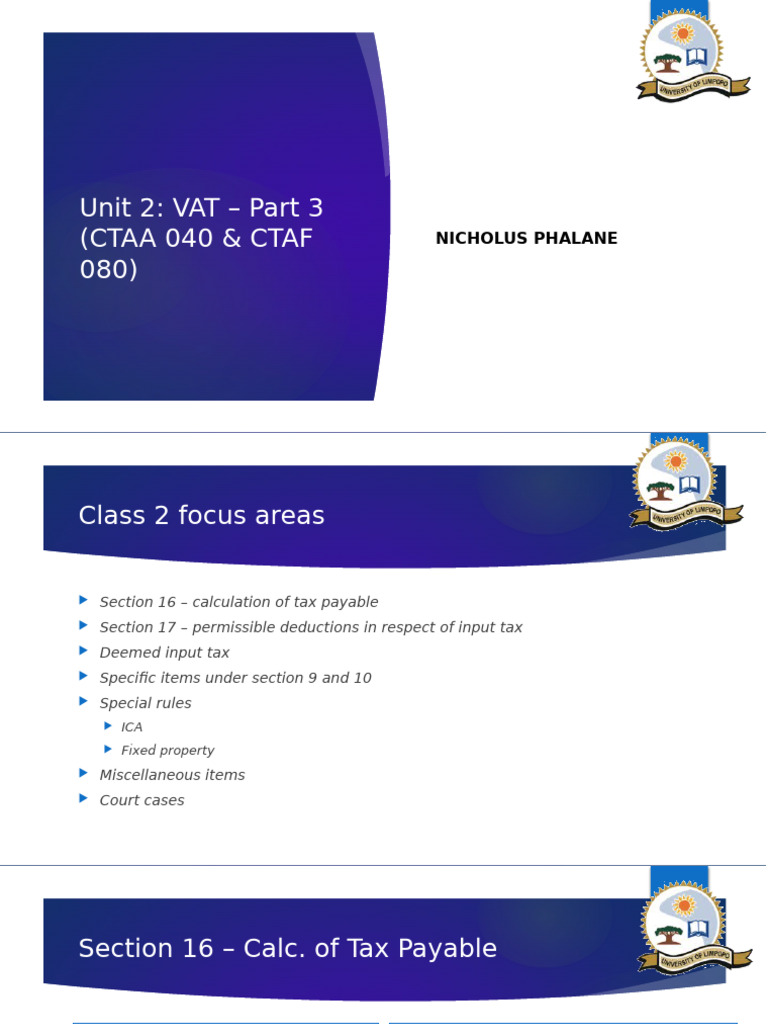 Unit 2 VAT (Part 3) - 2024 - CTAA040 - CTAF080 | PDF | Value Added Tax ...