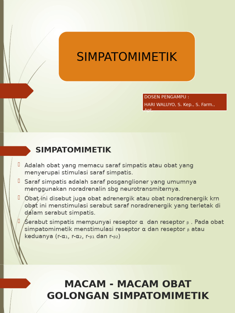 Macam Obat Simpatomimetik | PDF