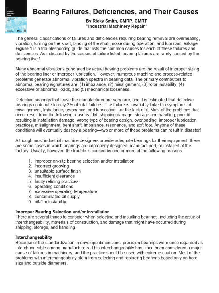Bearing Failures and Their Causes | PDF