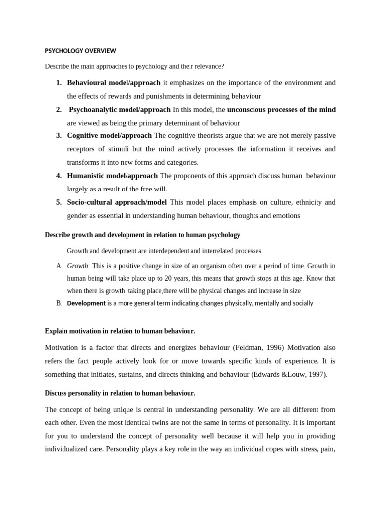 Psychology Overview | PDF