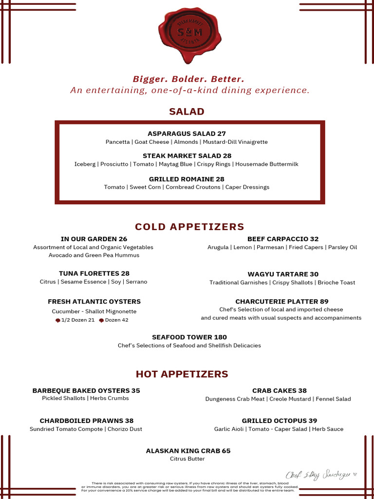 Steak Market Dinner Menu 12523 | PDF