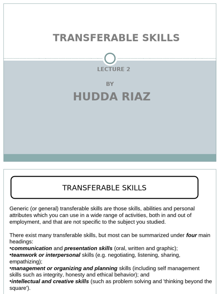 Transferable Skills Development Lecture 2 | PDF